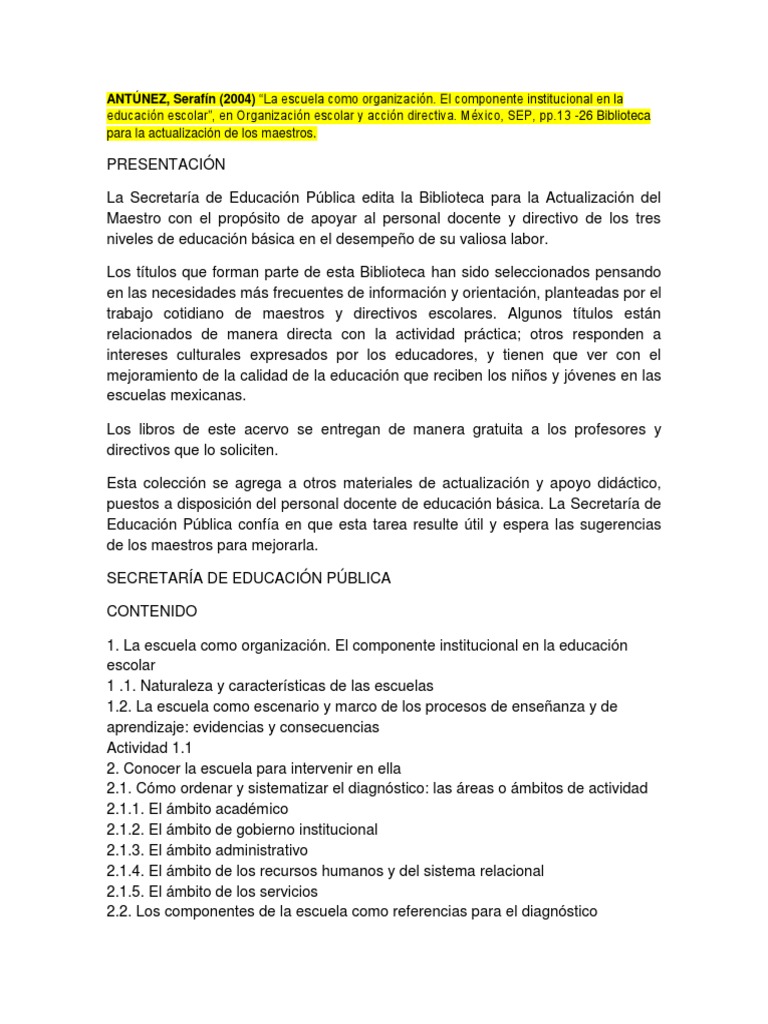 1 - ANTÚNEZ Serafin - Cap. I | PDF | Evaluación | Plan de estudios