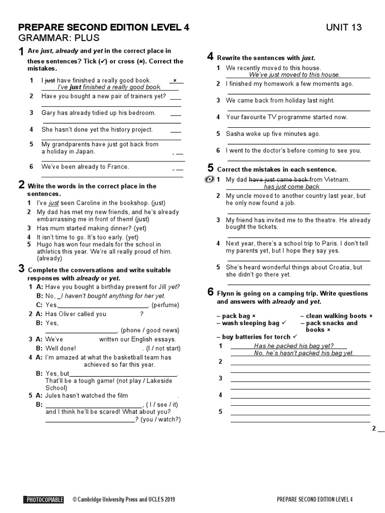 Prepare Second Edition Level 4: Unit 13 Grammar: Plus | PDF