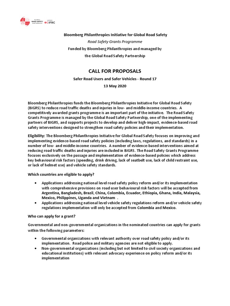 Road Safety Grants for NGOs & Govs | PDF | Road Traffic Safety | Seat Belt