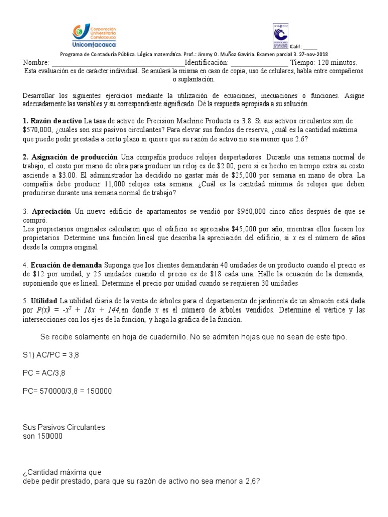 Ex c3 Logmat CP 2P 2018 | PDF | Business | Enseñanza de matemática