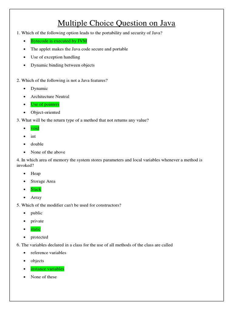 Mcq On Java Pdf Method Computer Programming Class Computer Programming