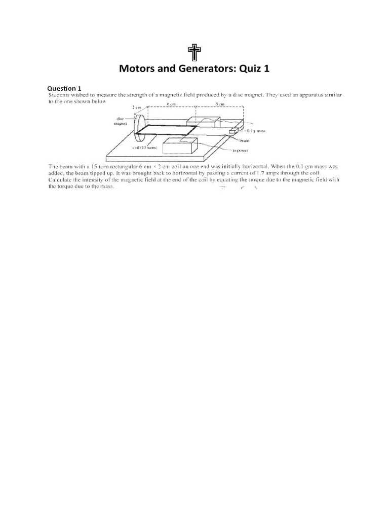 Motors and Generators: Quiz 1 | PDF