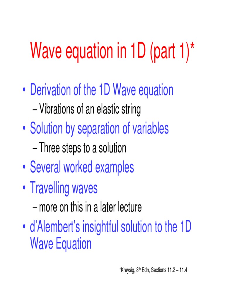 Wave Equation in 1D (Part 1) | PDF | Sine | Wave Equation
