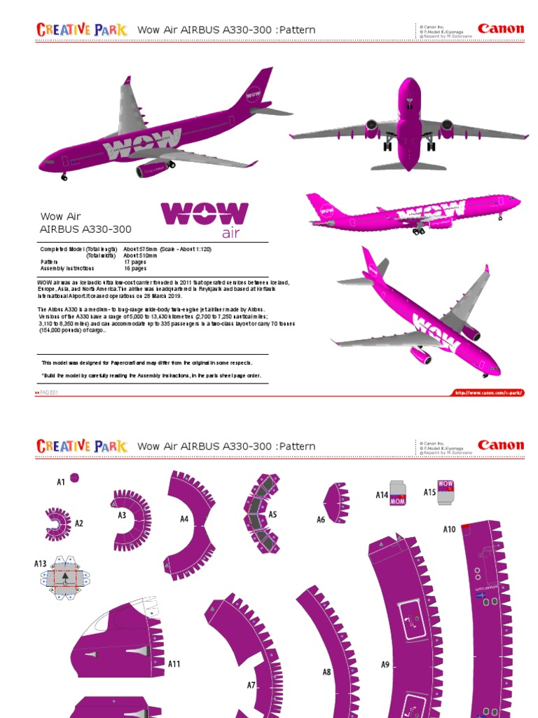 Wow Airlines Papercraft | PDF | Jet Aircraft | Airliner