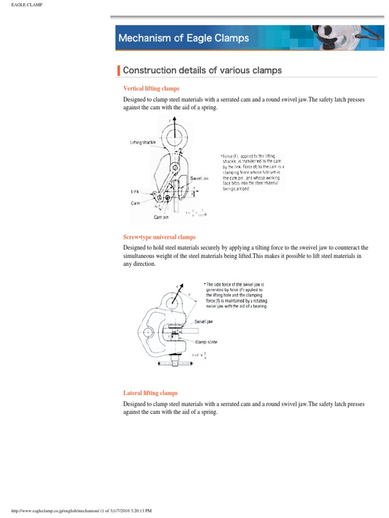 Mechanism of Eagle Clamps | PDF | Weight | Equipment