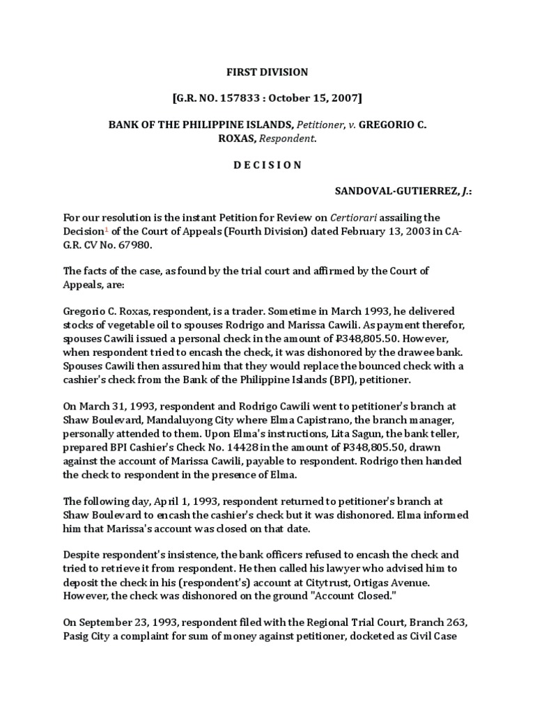 BPI v. Roxas | PDF | Lawsuit | Complaint