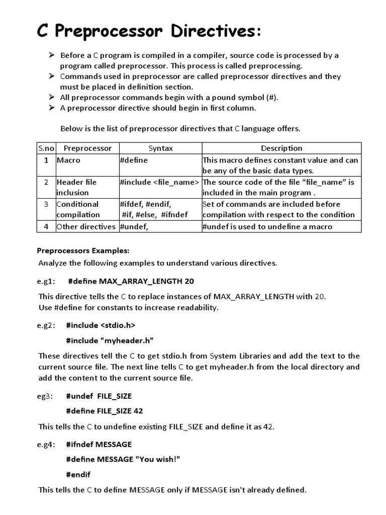 Preprocessor Directives | PDF | Business | Computers