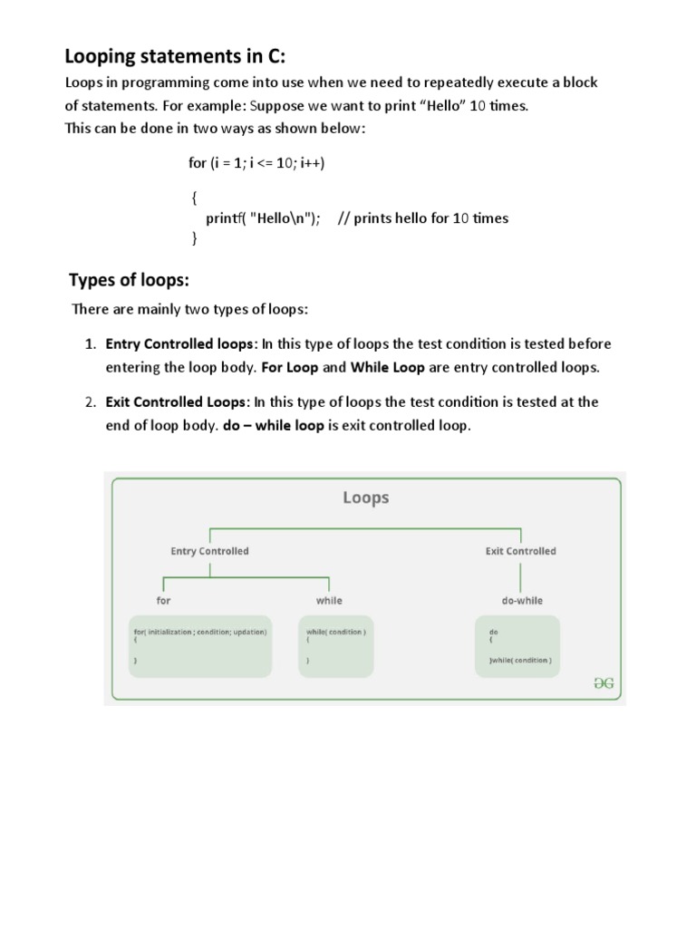 Looping Statements in C | PDF | Control Flow | Software Development