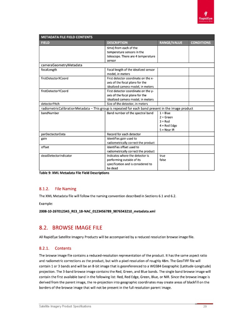 Satellite Imagery Product Specifications | PDF