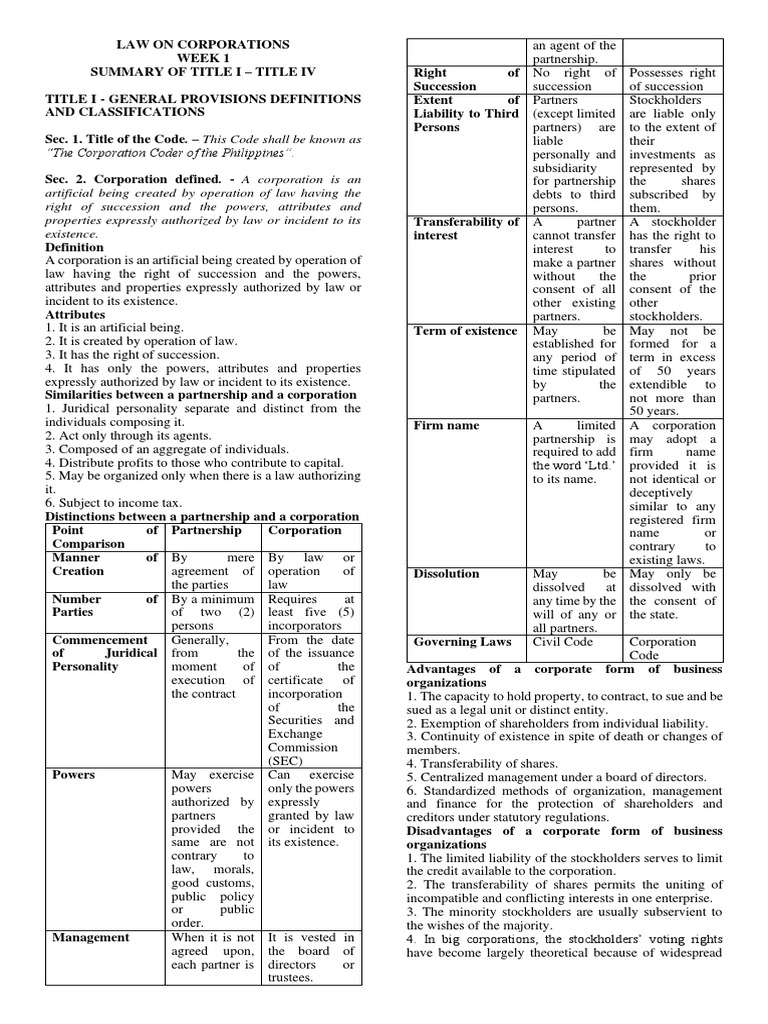 Law On Business Organization - Module 1 PDF | PDF | Partnership ...