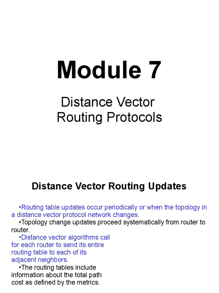 Ccna2 Mod7 Distance Vector Routing Protocols Pdf Routing Router Computing
