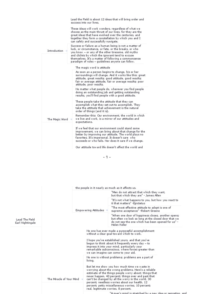 Lead The Field by Earl Nightingale PDF | PDF | Psychological Concepts
