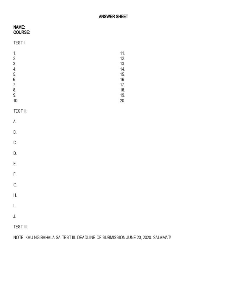 Finals Answer Sheet | PDF