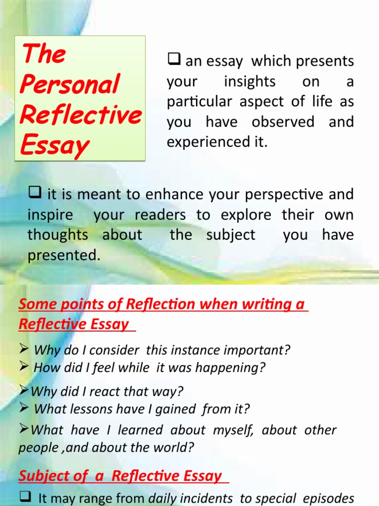 The Personal Reflective Essay | PDF | Essays | Psychological Concepts