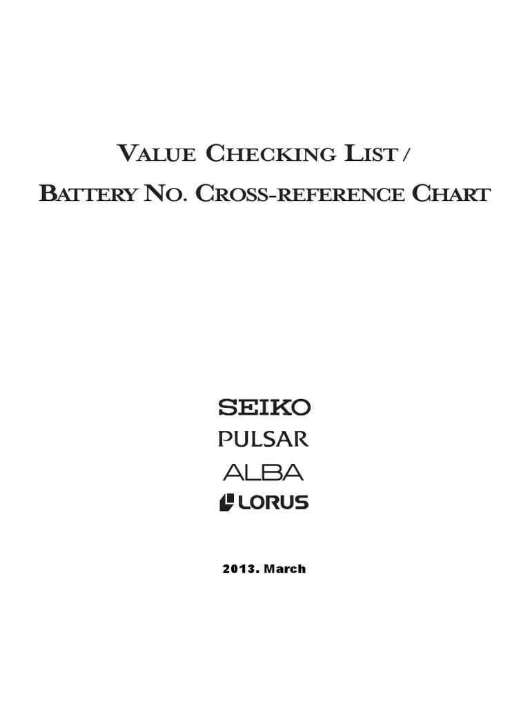 Battery No Cross Reference Chart | PDF | Watch | Electrical Engineering