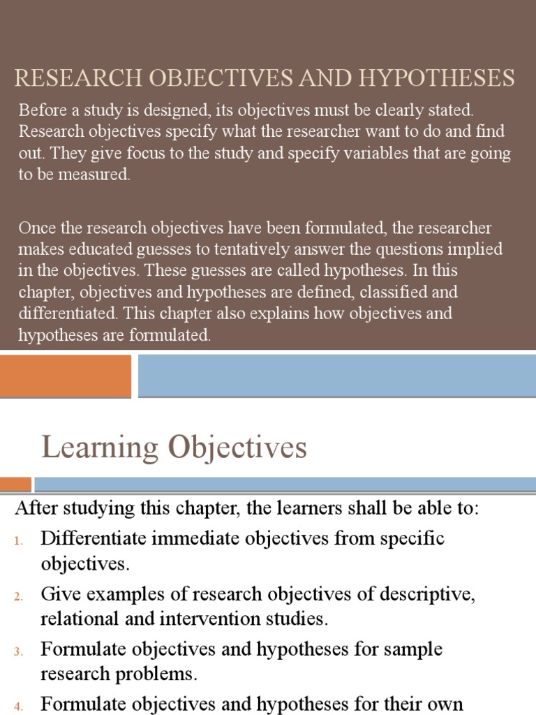 Research Objectives and Hypotheses | PDF | Hypothesis | Tobacco Smoking