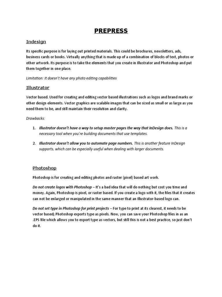 An Overview of Prepress Software and Their Uses | PDF | Bookbinding ...