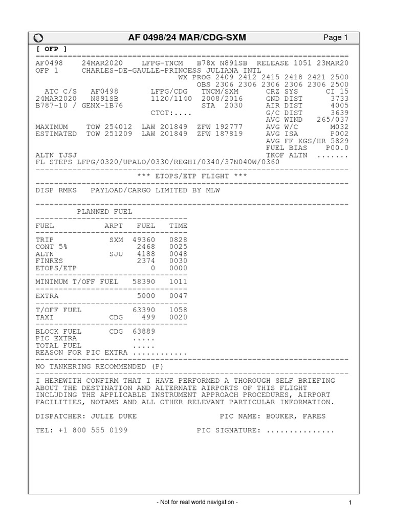 LFPGTNCM - PDF - 1584960681 Simbrief | PDF | Avionics | Radio