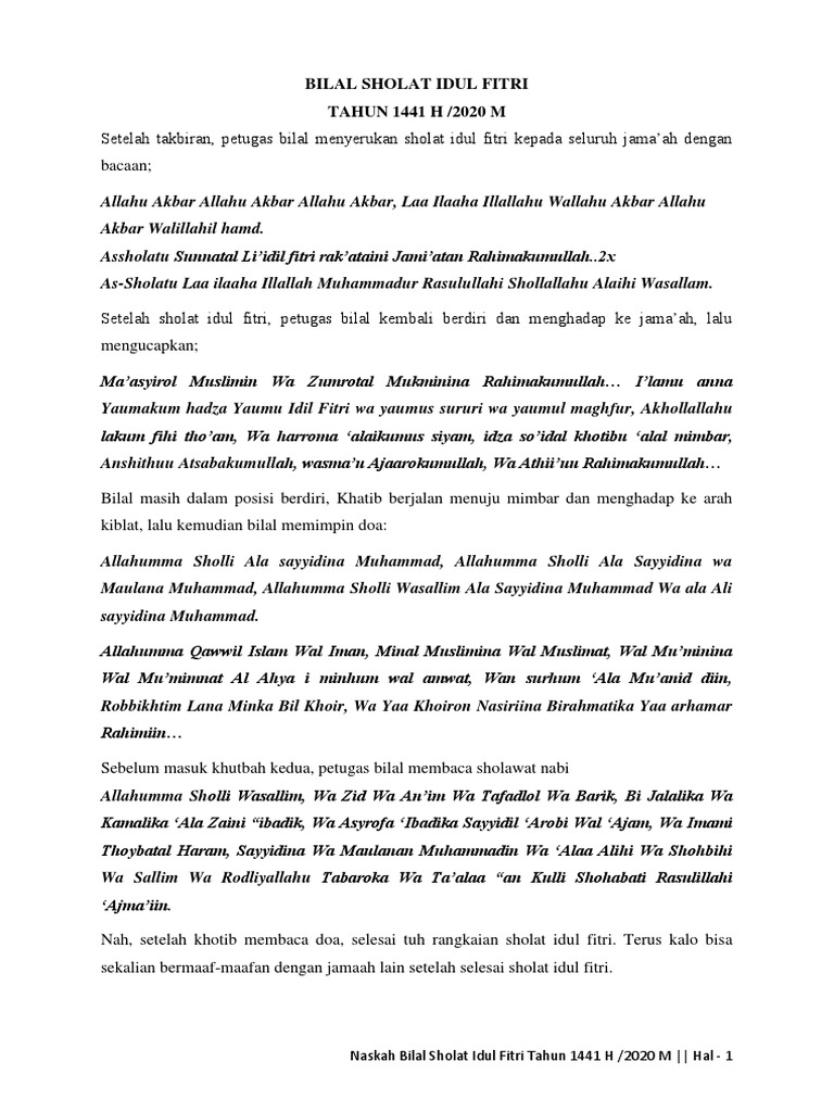 Bilal Khutbah Idul Fitri 2 | PDF