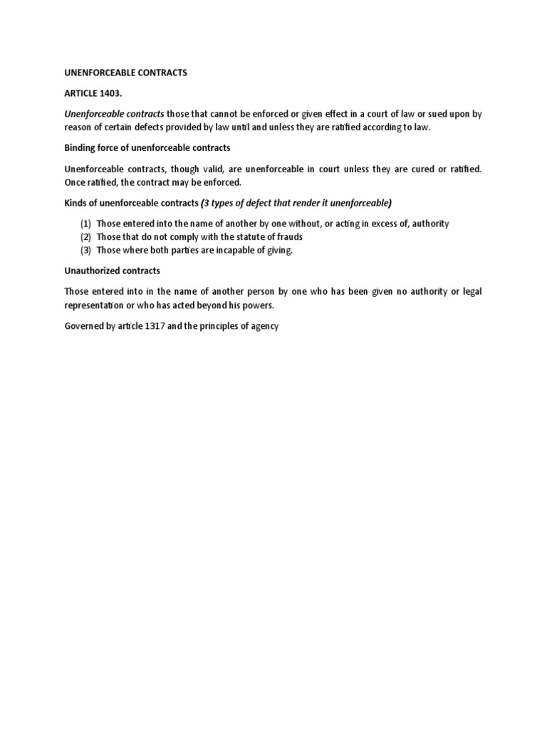 Understanding Unenforceable Contracts | PDF | Politics | Social Science