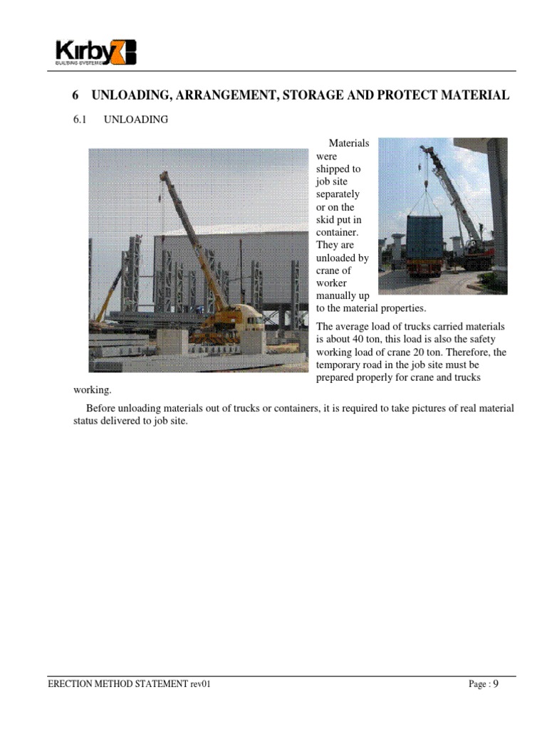 ERECTION METHOD STATEMENT Part 2 | PDF | Anchor | Crane (Machine)