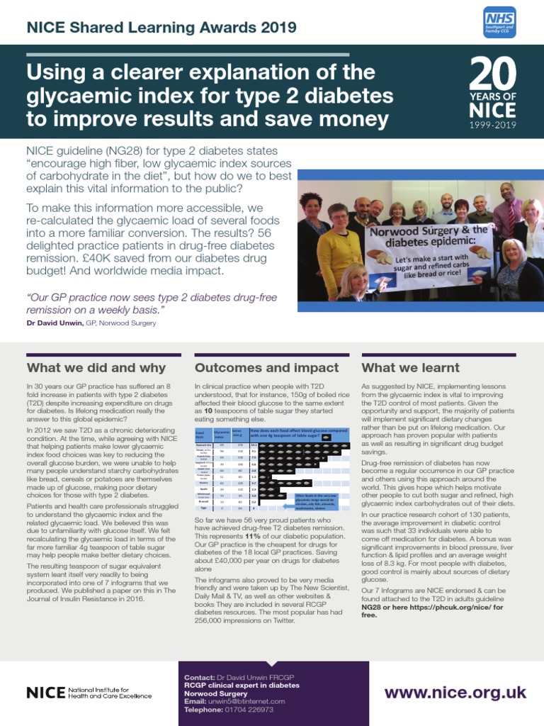 NICE Shared Learning Awards 2019 Poster | PDF | Glycemic Index ...