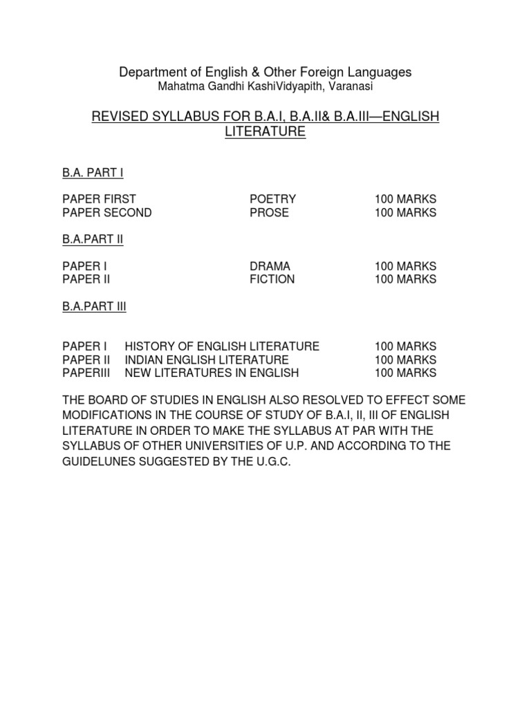 Ba English Syllabus Part-2 | PDF | English Literature | Poetry