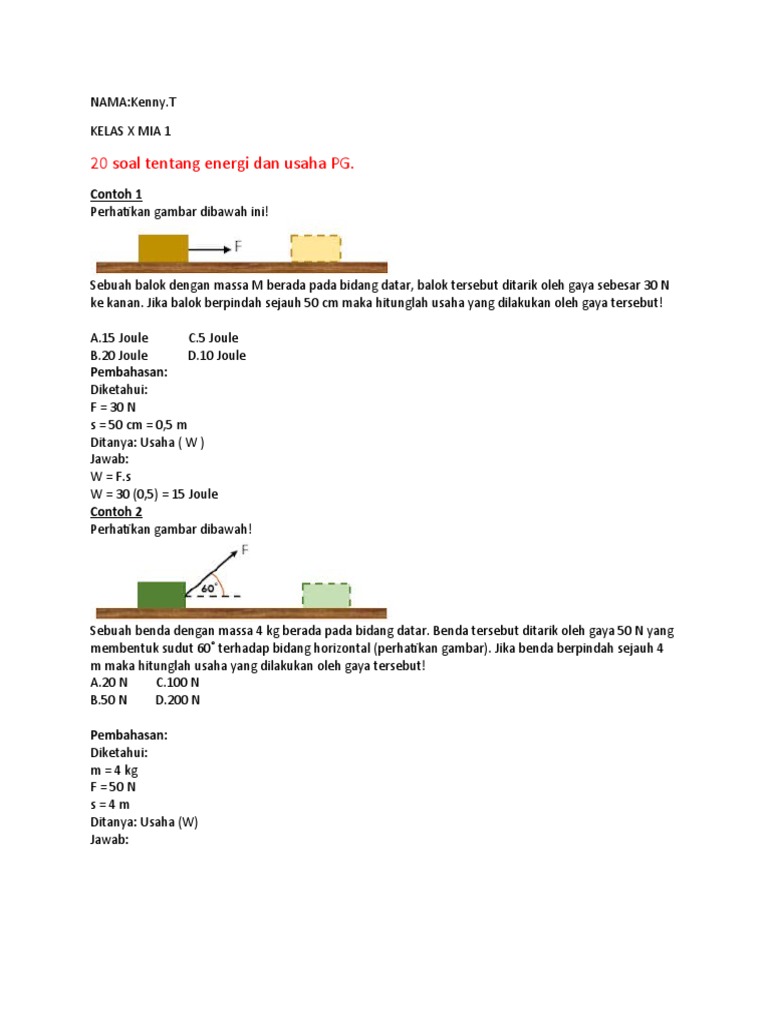 Membuat Soal Fisika Tentang Impuls, Momentum Dan Energi, Usaha | PDF