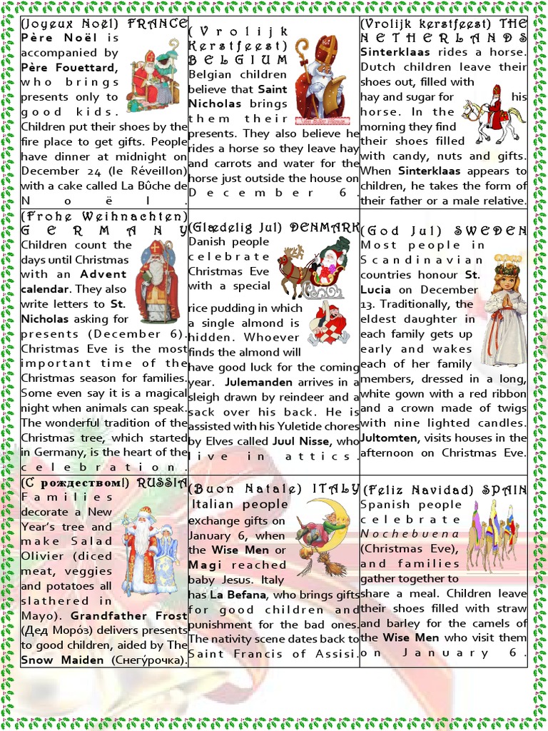 Christmas Traditions Worldwide | PDF | Santa Claus | Christmas Eve
