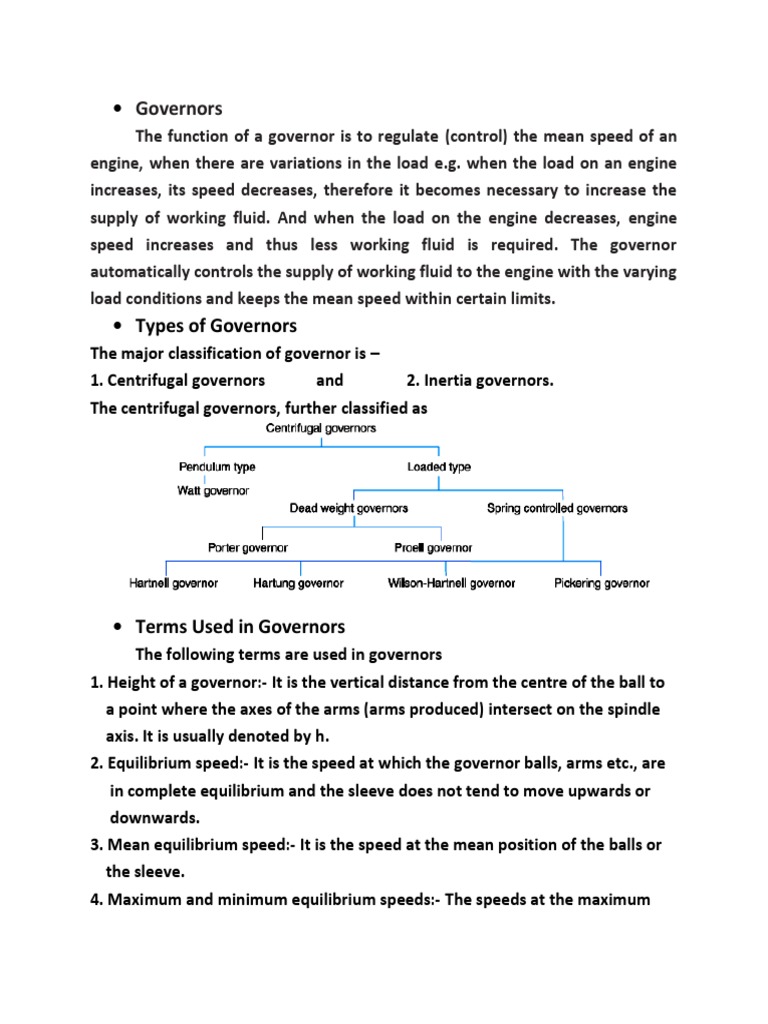 Types of Governors | PDF | Speed | Force