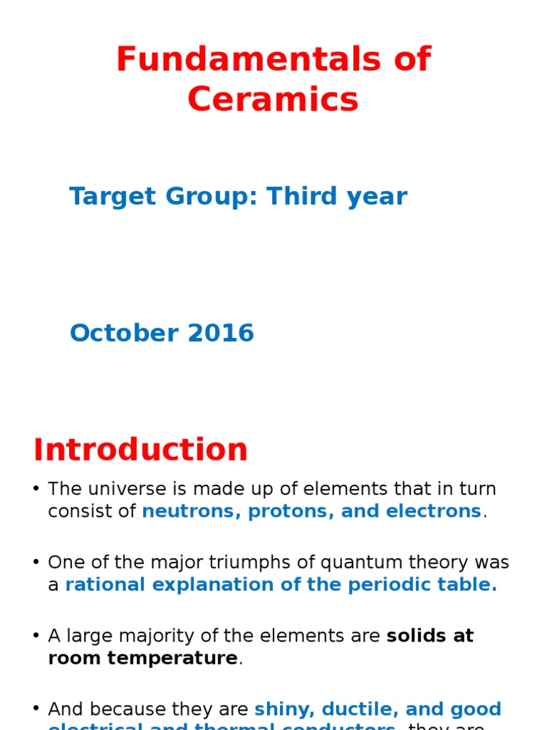 Fundamentals of Ceramics Chapter 1 | PDF | Solid | Ceramics