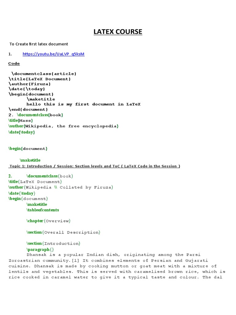 Latex Course: To Create First Latex Document 1 | PDF | Text