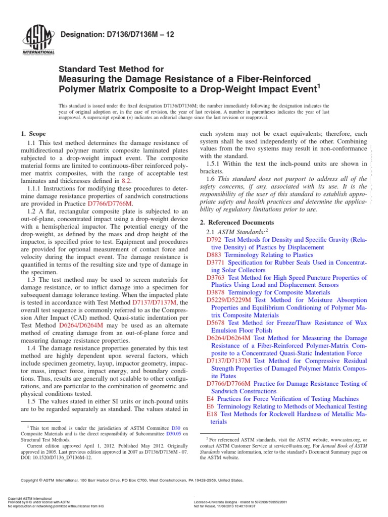 Impact ASTM D7136 Low Velocity Impact PDF | PDF | Composite Material ...