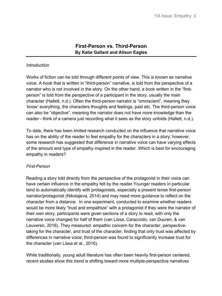 First-Person vs. Third-Person: by Katie Gallant and Alison Eagles | PDF ...