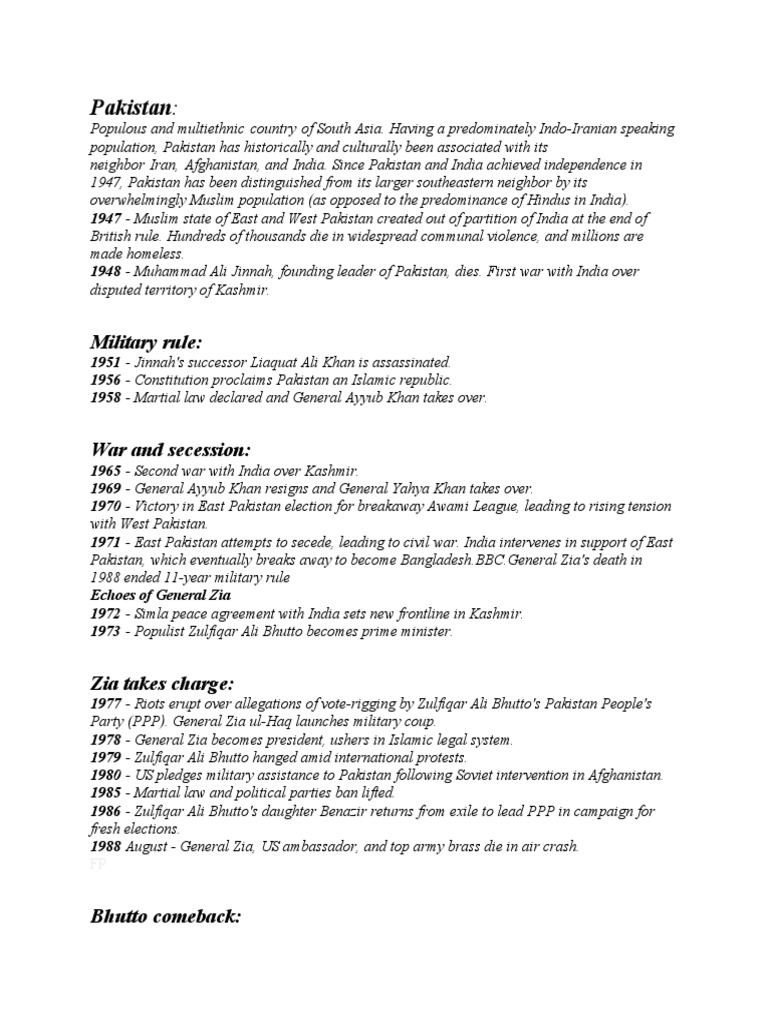 History of Pakistan | PDF | Benazir Bhutto | Nawaz Sharif