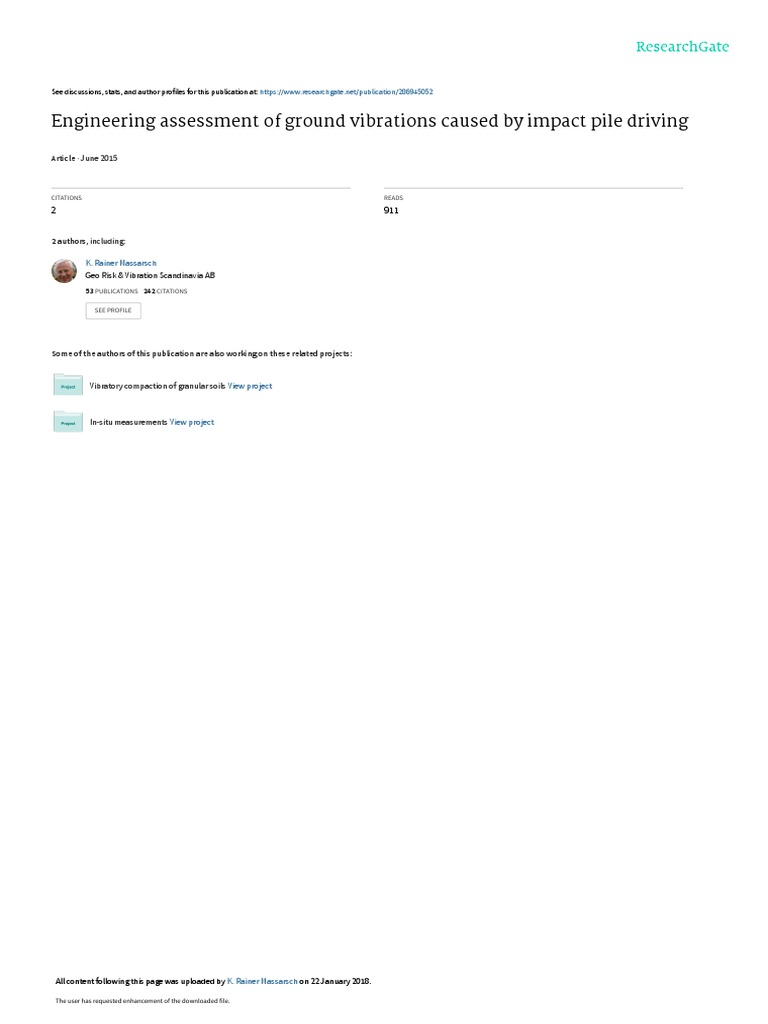 Engineering Assessment of Ground Vibrations Caused by Impact Pile ...