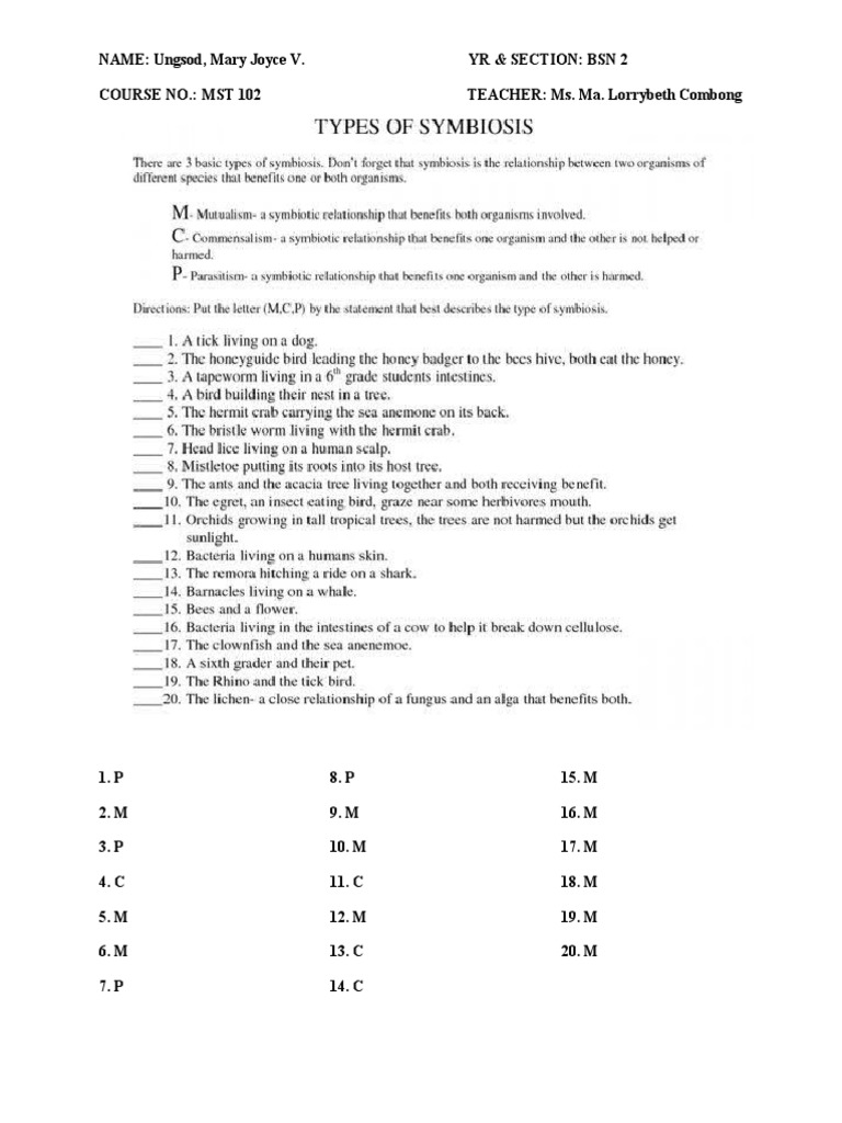 NAME: Ungsod, Mary Joyce V. Yr & Section: BSN 2 Course No.: MST 102 TEACHER: Ms. Ma. Lorrybeth ...
