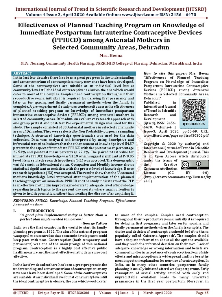 Effectiveness of Planned Teaching Program On Knowledge of Immediate ...