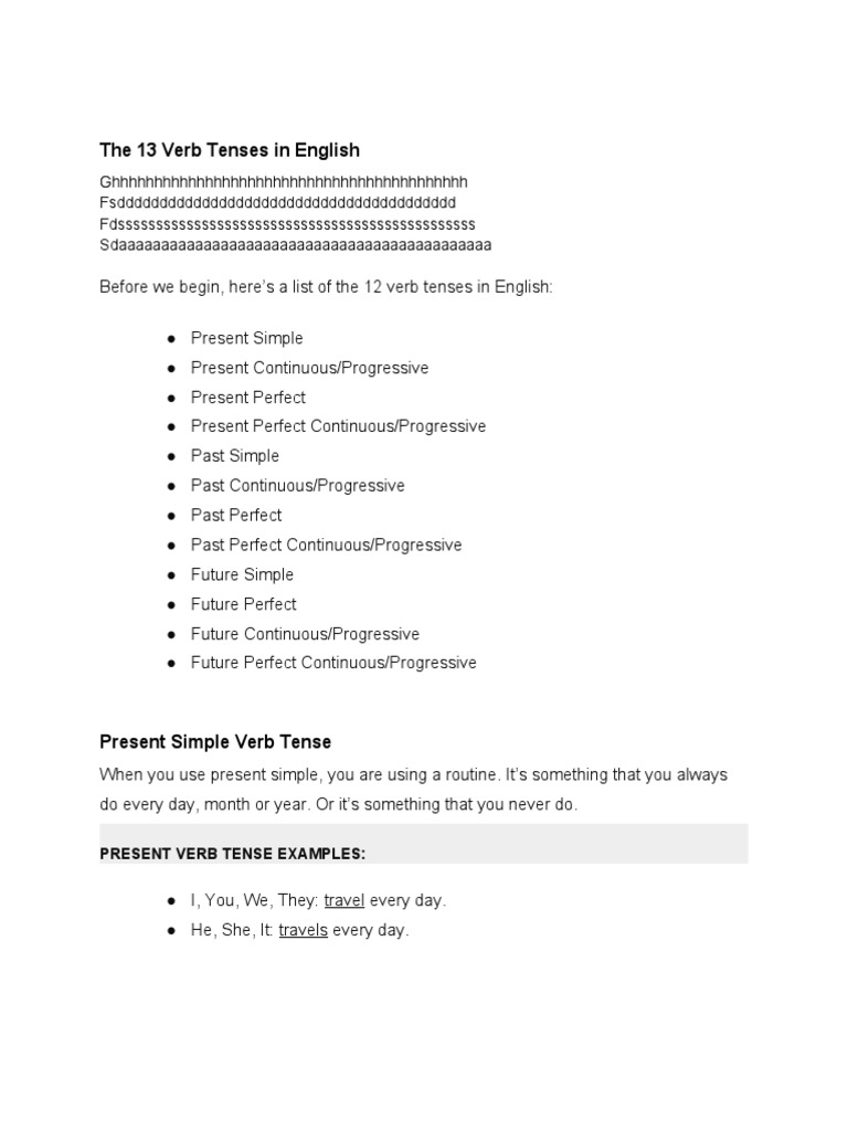 The 12 Verb Tenses in English | PDF | Perfect (Grammar) | Grammatical Tense