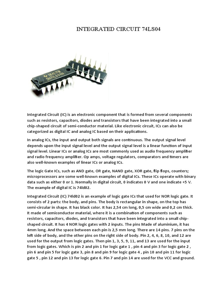 Integrated Circuit 74LS04 | PDF