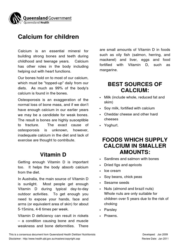 Calcium For Children: Best Sources of Calcium | PDF | Lunch | Vitamin D