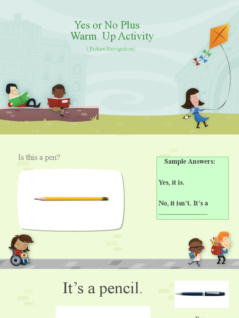 Yes or No Plus Warm Up Activity: (Picture Recognition) | PDF