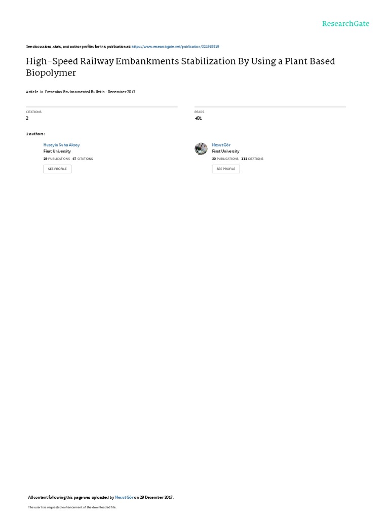 High-Speed Railway Embankments Stabilization by Us | PDF | Strength Of ...