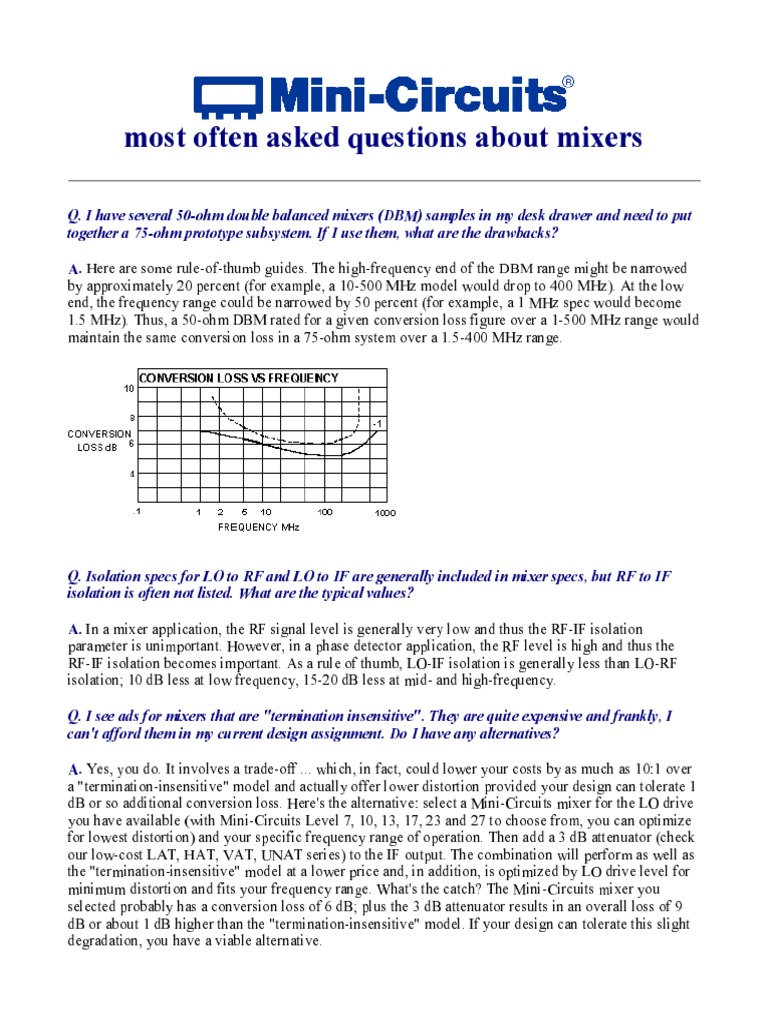 Most Often Asked Questions About Mixers | PDF | Detector (Radio ...