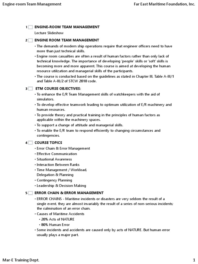 Engine-Room Team Management Engine Room Team Management | PDF ...