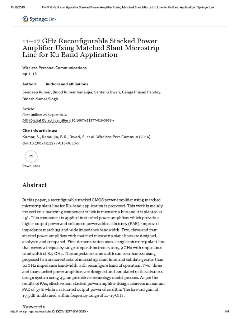 11-17 GHZ Reconfigurable Stacked Power | PDF | Microwave | Amplifier
