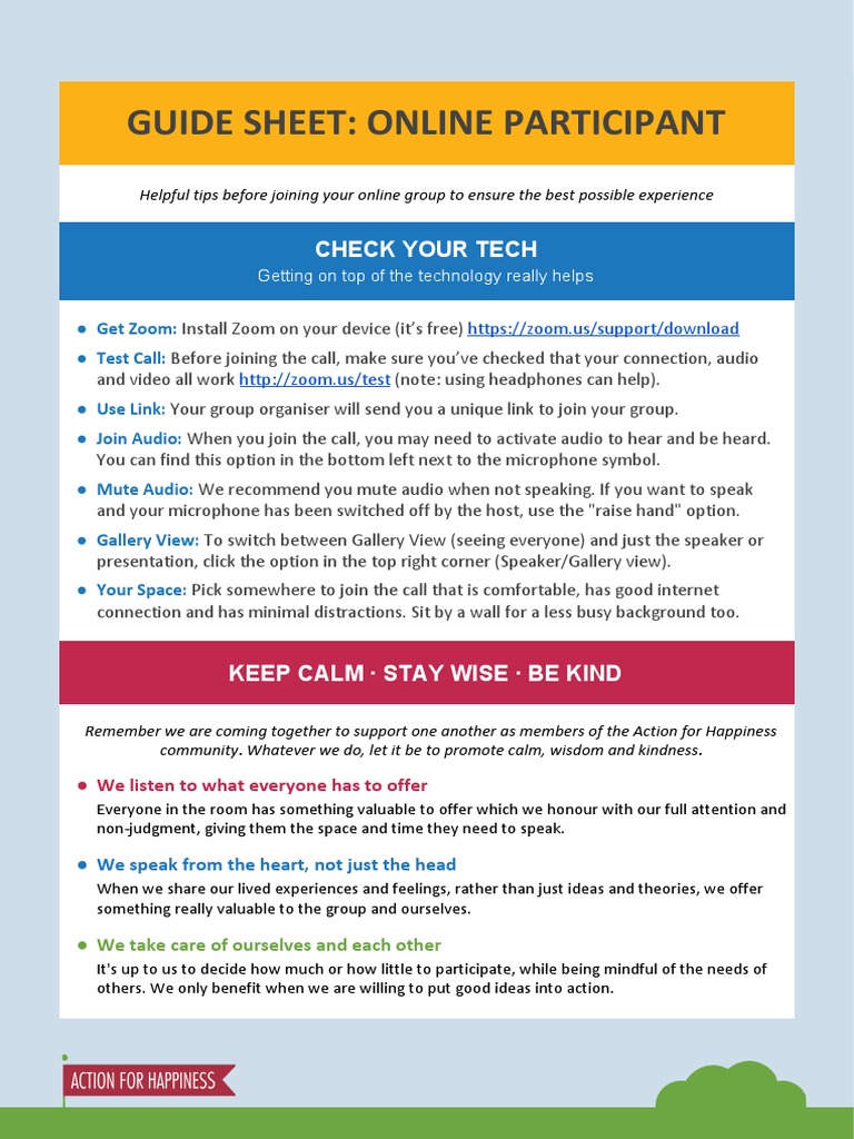 Guide Sheet: Online Participant: Check Your Tech | PDF
