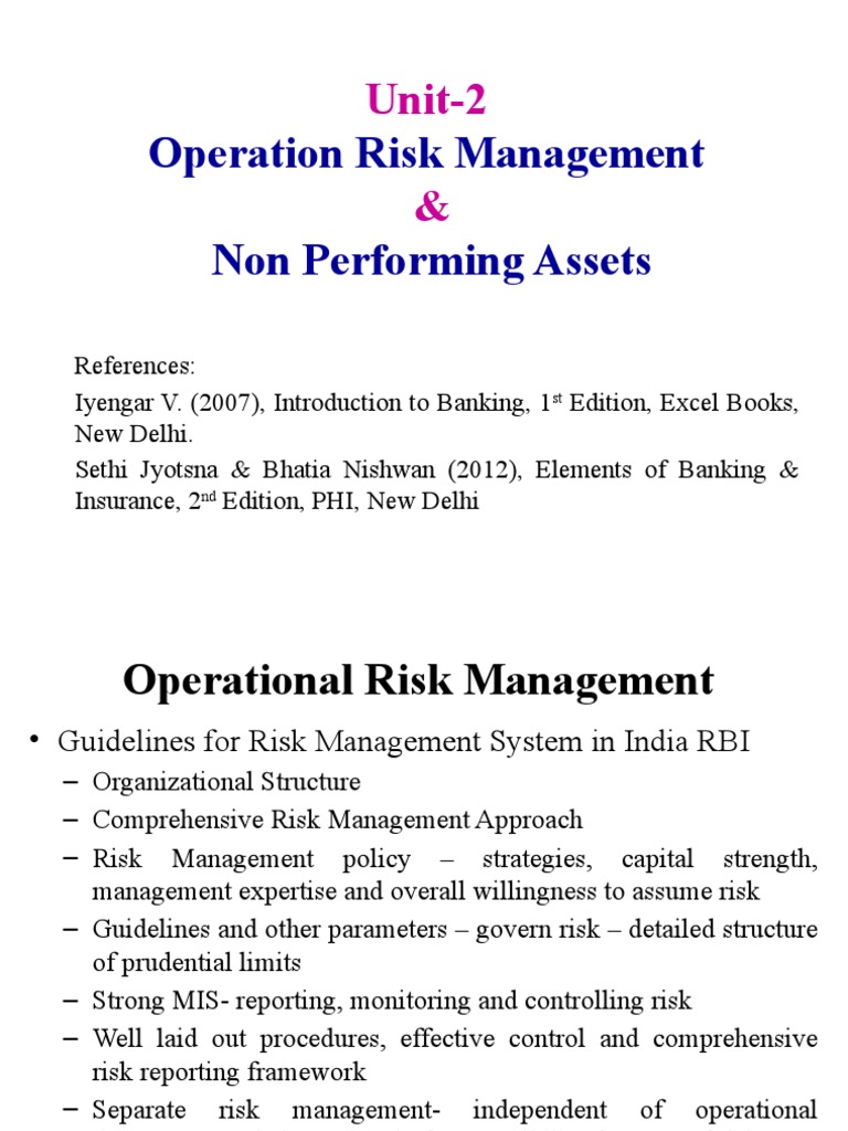 Unit-2 ORM & NPA | PDF | Operational Risk | Risk