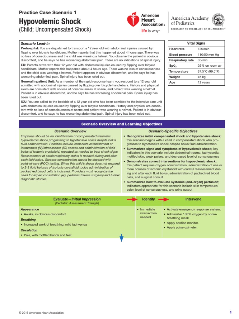 PALS Practice 1 Hypovolemic Shock | PDF | Shock (Circulatory) | Breathing