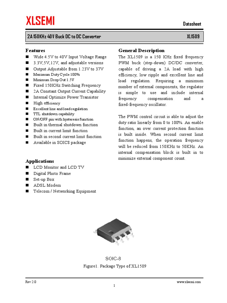 XL1509 Datasheet | PDF | Capacitor | Physical Quantities